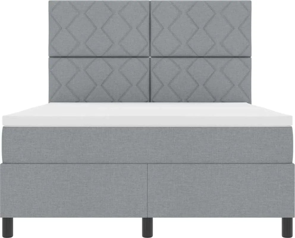 Postel s boxspringem s čelo Světle šedá 160 x 200 cm textil 3339476