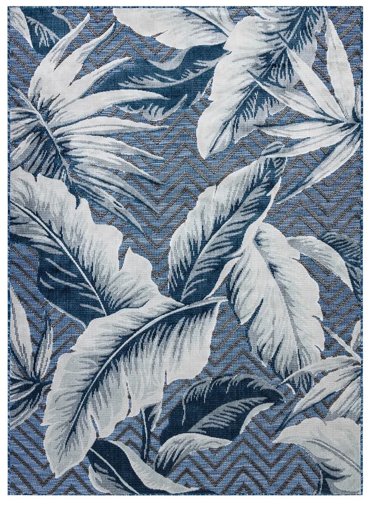 Dywany Łuszczów, Kusový koberec Botanic 65242 Feathers navy – na ven i na doma, 157x220, modrá, chodba / předsíň