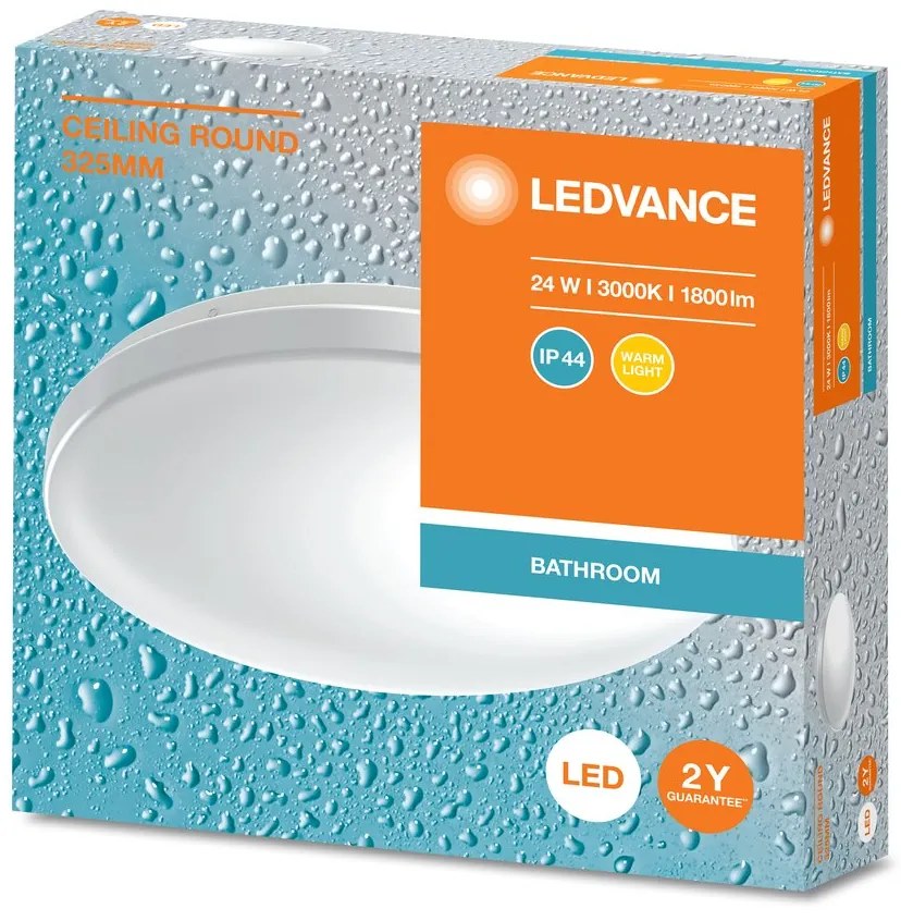 LEDVANCE Koupelnové stropní svítidlo, průměr 325mm, 1800lm, 24W, 3000K, IP44 AC464820055