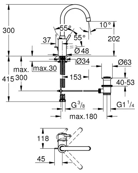 GROHE 32629002 - Umyvadlová baterie CONCETTO velikost L lesklý chrom