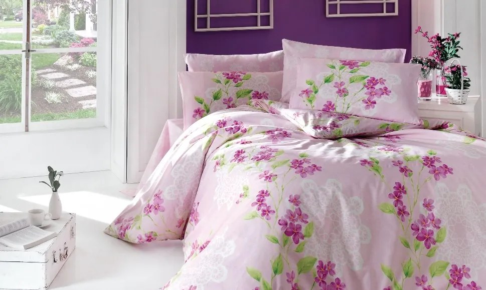 Brotex Povlečení bavlna Laura pink zipový uzávěr 200x240 70x90