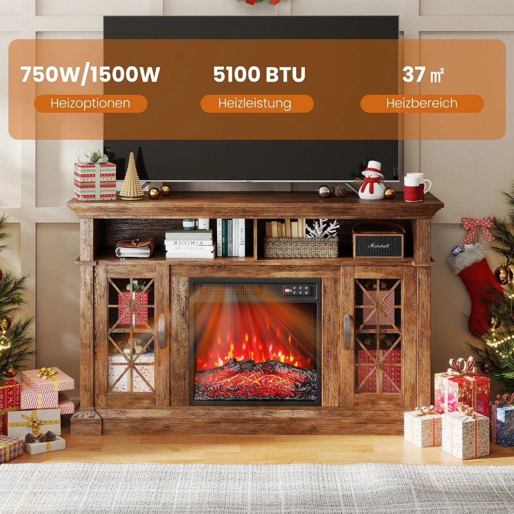 Costway 18" Elektrická krbová vložka 750 W/1500 W elektrický krb s dálkovým