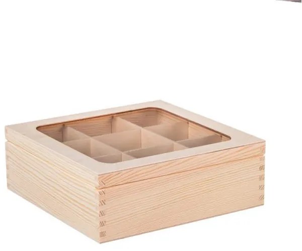 Krabička dřevěná s plexisklem 12 | 9 přihrádek