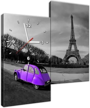 Tištěný obraz s hodinami Violet car old style 60x60cm ZP1376A_2J