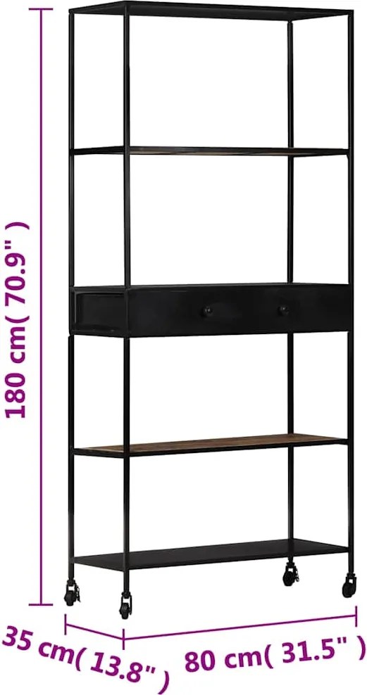 Knihovna 80 x 35 x 180 cm hrubé mangovníkové dřevo a železo 323734