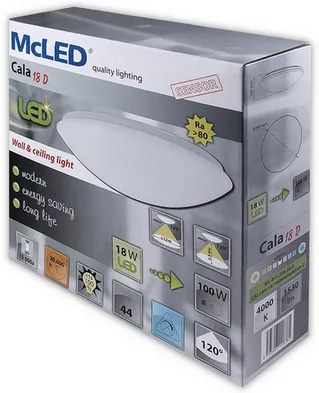 LED svítidlo McLED Cala 18D 18W IP44 4000K neutrální bílá, s pohybovým čidlem ML-411.226.32.0
