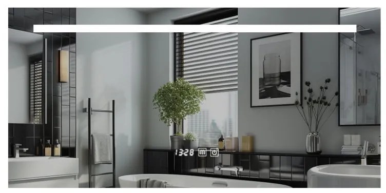 LED zrcadlo 90 × 70 cm s horním světlem a odmlžováním