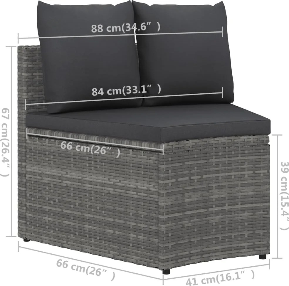 vidaXL Marketos 5dílná zahradní sedací souprava s poduškami polyratan šedá