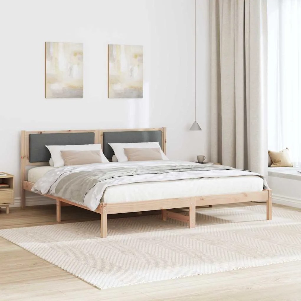 Rám postele s čelo Tmavě šedá 200 x 200 cm Masivní borové dřevo 3394229