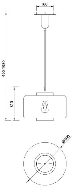 Mantra Jarras, závěsné svítidlo z chromo-grafitového skla, 1x40W E27, prům. 40cm