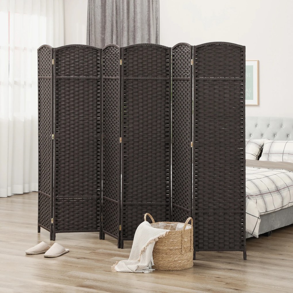 HOMCOM 6-panelový skládací paravan 240x170 cm pro obývací pokoj, ložnici a kancelář, hnědý