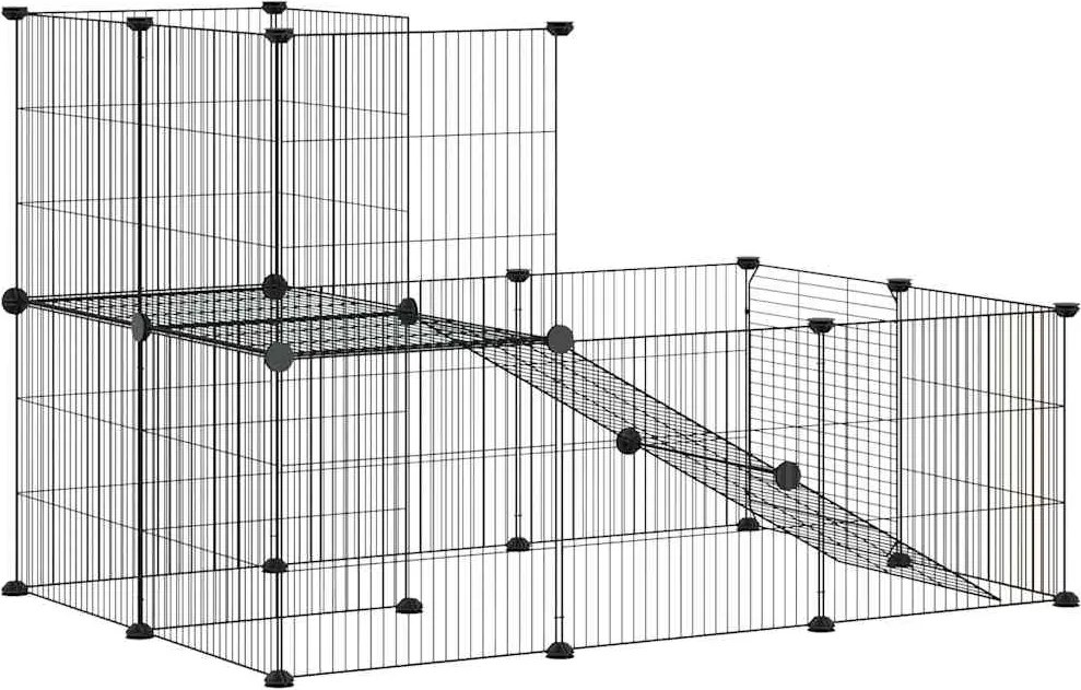 20panelová ohrádka pro zvířata s dvířky černá 105 x 70 x 70 cm ocel 3114061