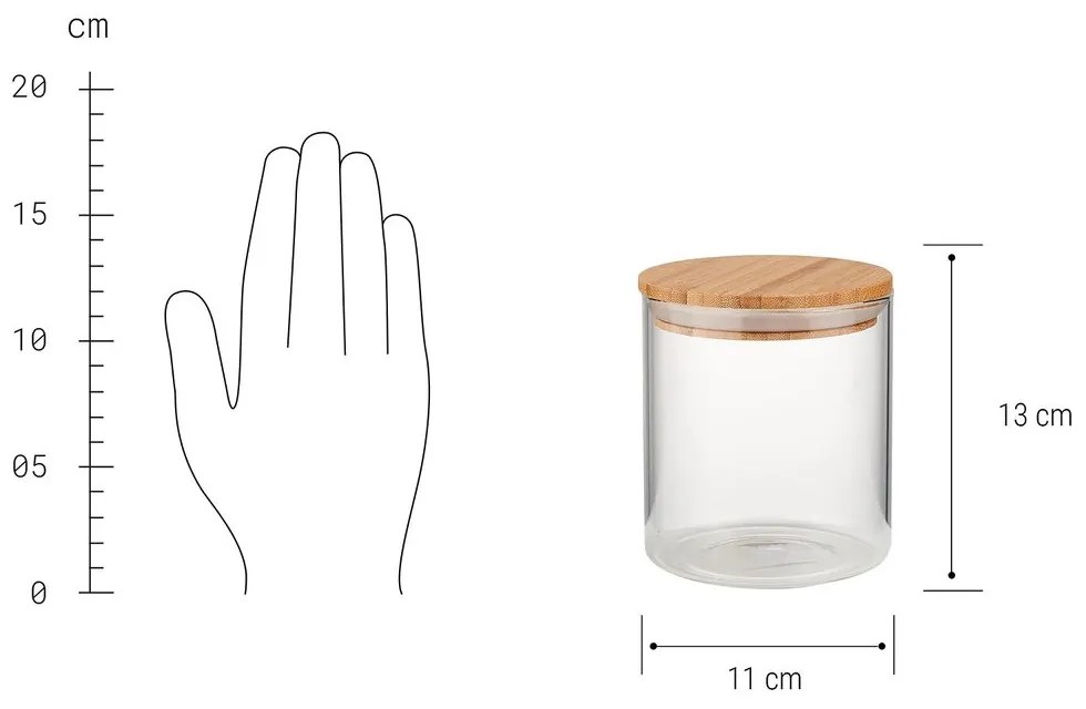 WOODLOCK Skleněná dóza 960 ml - čirá/přírodní