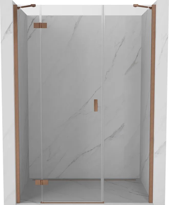 Mexen Mist-H, 1-křídlé sprchové dveře levé 130 cm, čiré sklo, měděný matný profil, 8A5-130-001-65-00-L