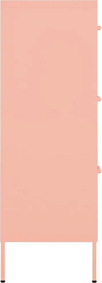 Zásuvková skříň růžová 80 x 35 x 101,5 cm ocel 336148