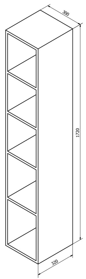 Sapho ESPACE otevřená policová skříňka 30x172x32cm, dub alabama ESC160-2222