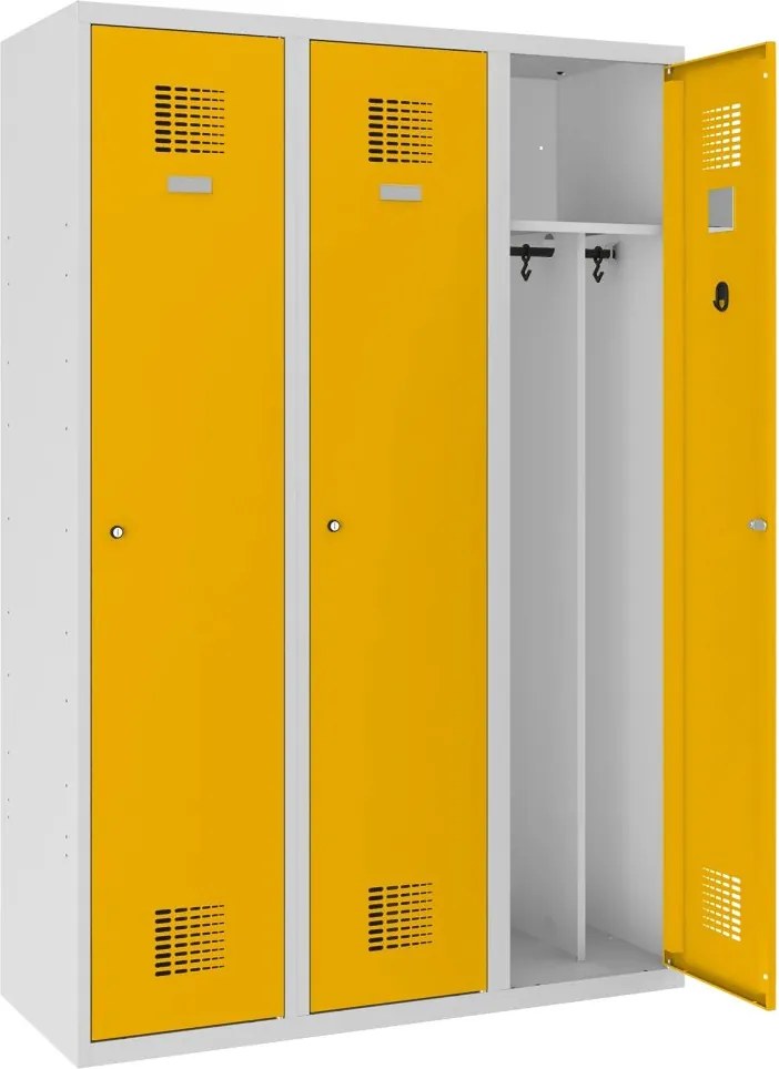 MALOW Šatní skříň kovová Sum 430 W šířka 1200 mm [bílá šedá, béžová, cylindrický zámek]