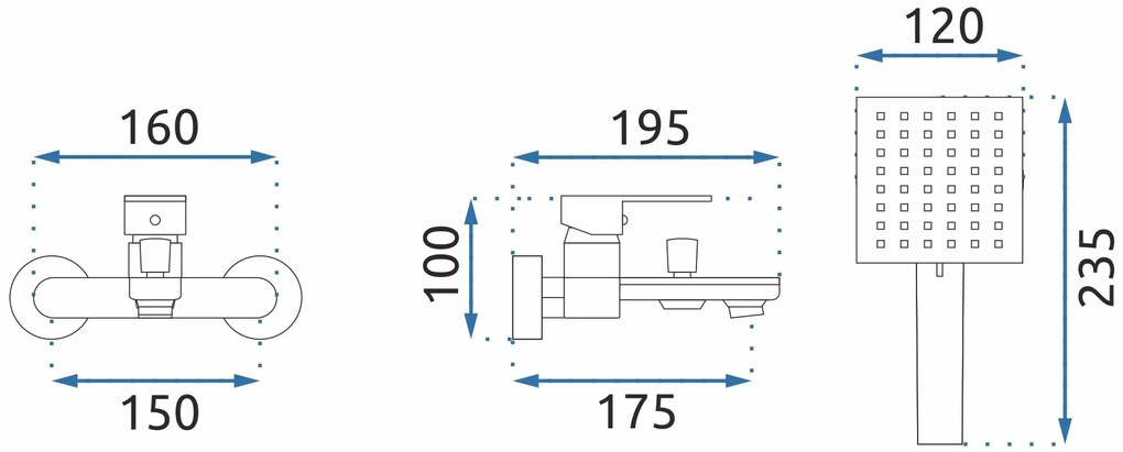 Rea Luppo - vanová baterie se sprchovou sadou, černá, REA-B5770
