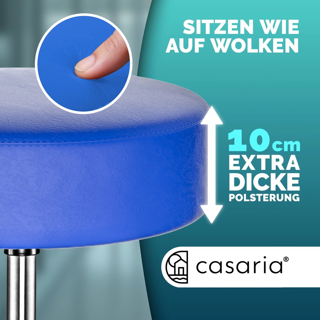 Pojízdná stolička umělá kůže modrý 360° otočný