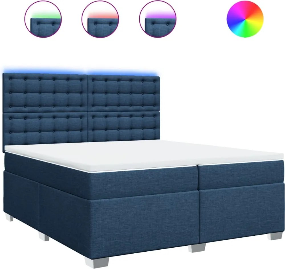 Box spring postel s matrací modrá 200x200 cm textil 3292915
