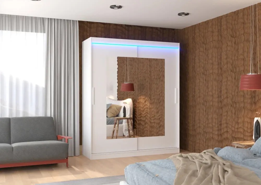 Posuvná skříň se zrcadlem a LED osvětlením ROSETTE 180