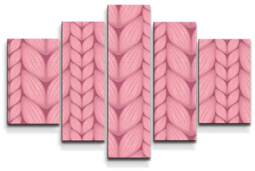 Sablio Obraz - 5-dílný Růžové pletení - 125x90 cm