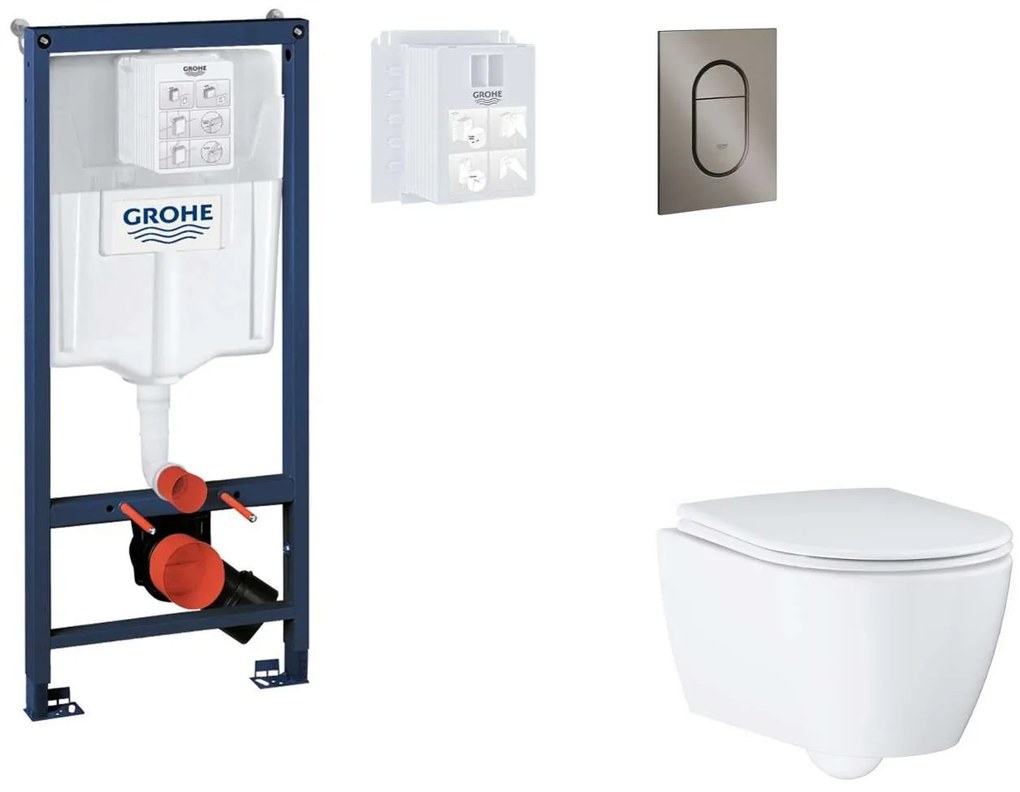 Grohe Rapid SL - Set předstěnové instalace, klozetu, sedátka SoftClose a tlačítka Arena Cosmopolitan S, kartáčovaný Hard Graphite SANI11BB5124