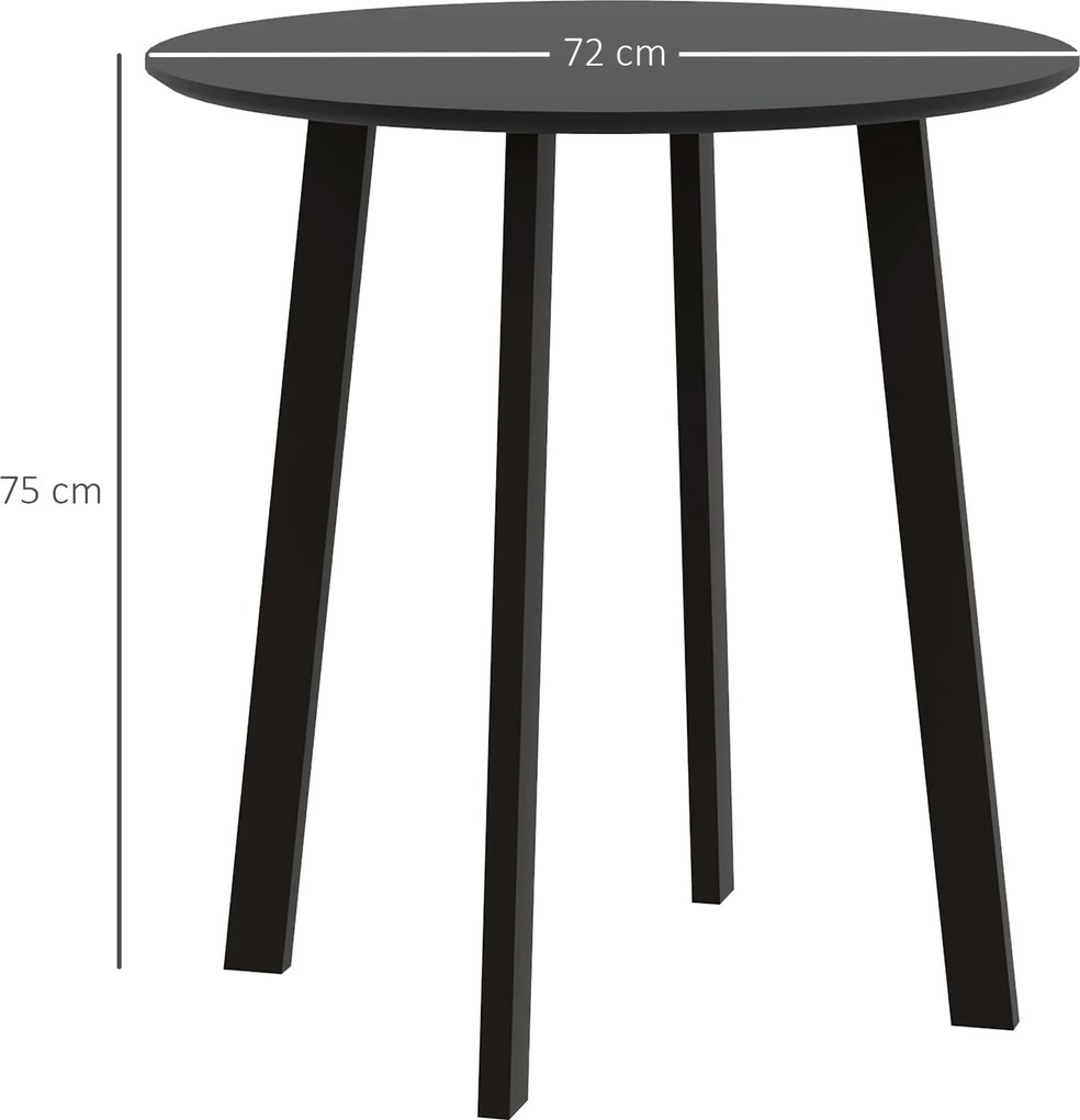 HOMCOM Jídelní stůl Kulatý kuchyňský stůl Odkládací stolek Jídelní stůl se zkosenými nohami do kuchyně Jídelna Obývací pokoj Moderní design Černá 72 …