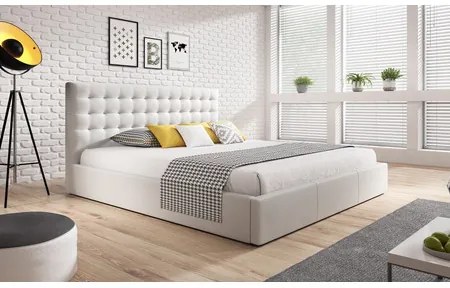 Čalouněná postel VERO rozměr 140x200 cm - Eko-kůže Bílá
