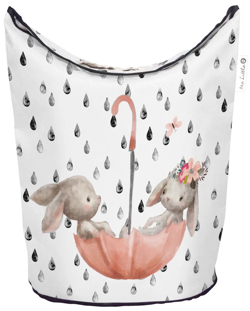 Koš na prádlo a hračky Forest School-Bunnies in the Rain (80l)