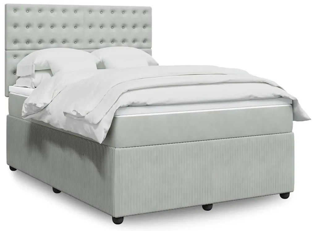 Box spring postel s matrací světle šedá 160x200 cm samet 3294694