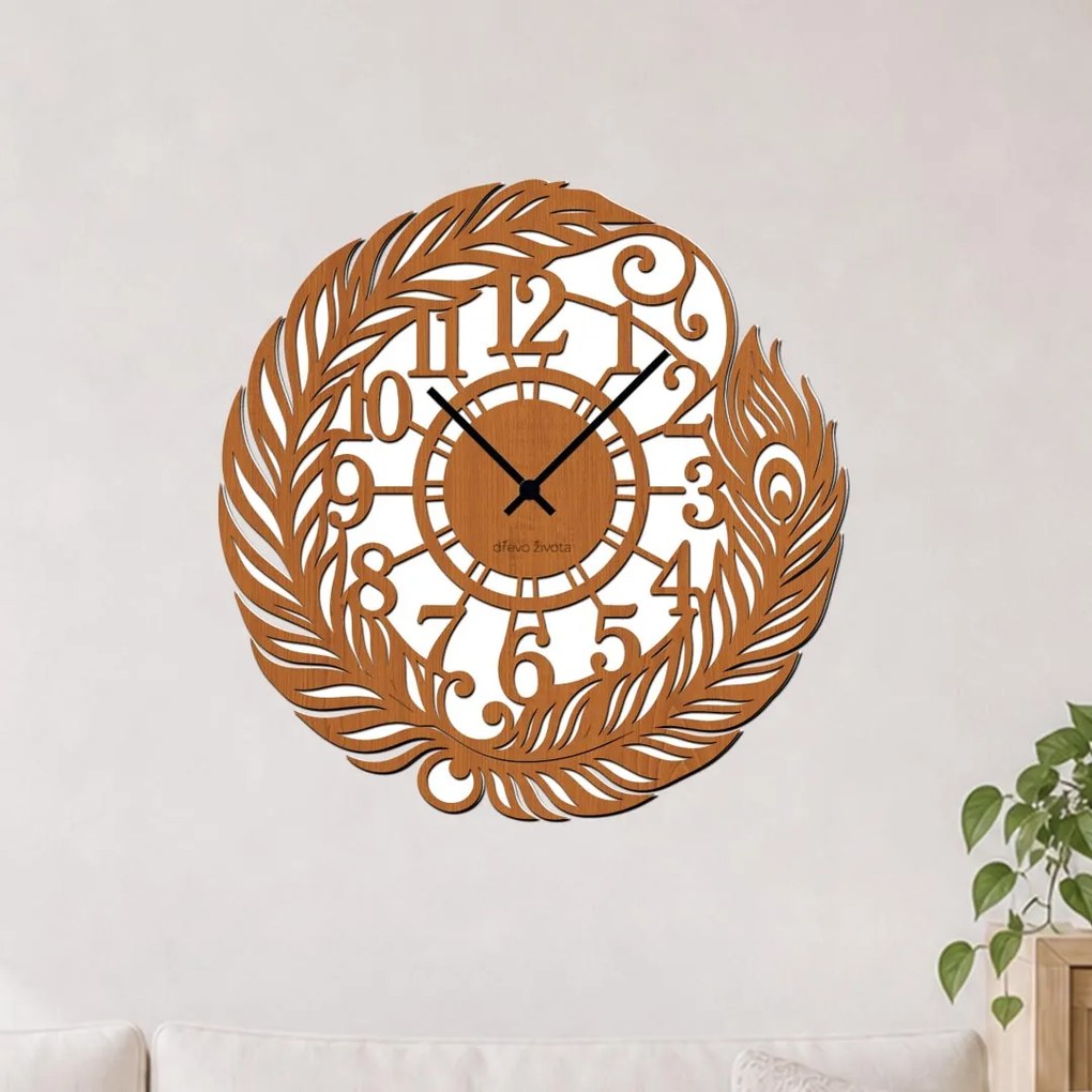 dřevo života Nástěnné hodin PÁV Zvolte barvu dekoru: Wenge, Zvolte velikost hodin šxv (cm): 50x50, Barva ručiček: Zlaté