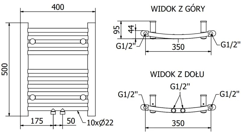 Mexen Ares, topné těleso 500x400 mm, 141 W, chromová, W102-0500-400-00-01