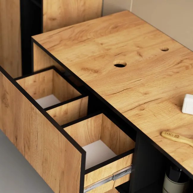 Skříňka pod umyvadlo VAMI W90 2SZ dub craft / černá