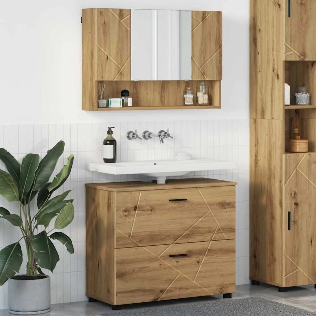Sada koupelnového nábytku 2 ks Artisanový dub 76,5 x 35 x 64 cm 3393022