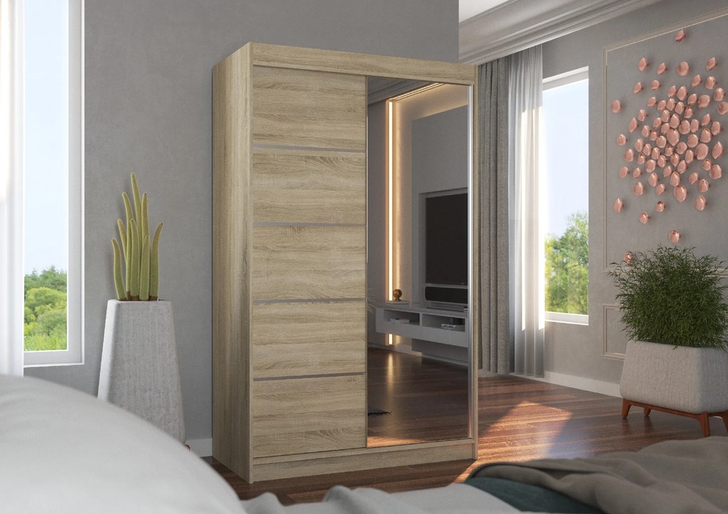 ADRK Furniture Skříň posuvná se zrcadlem NICEA 120