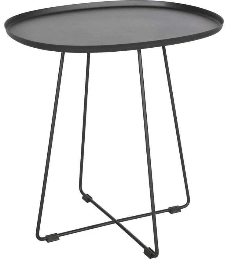 Hoorns Černý kovový odkládací stolek Arborio