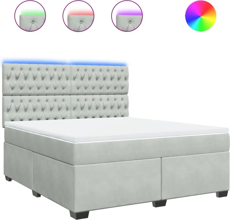 Box spring postel s matrací světle šedá 180x200 cm samet 3293284