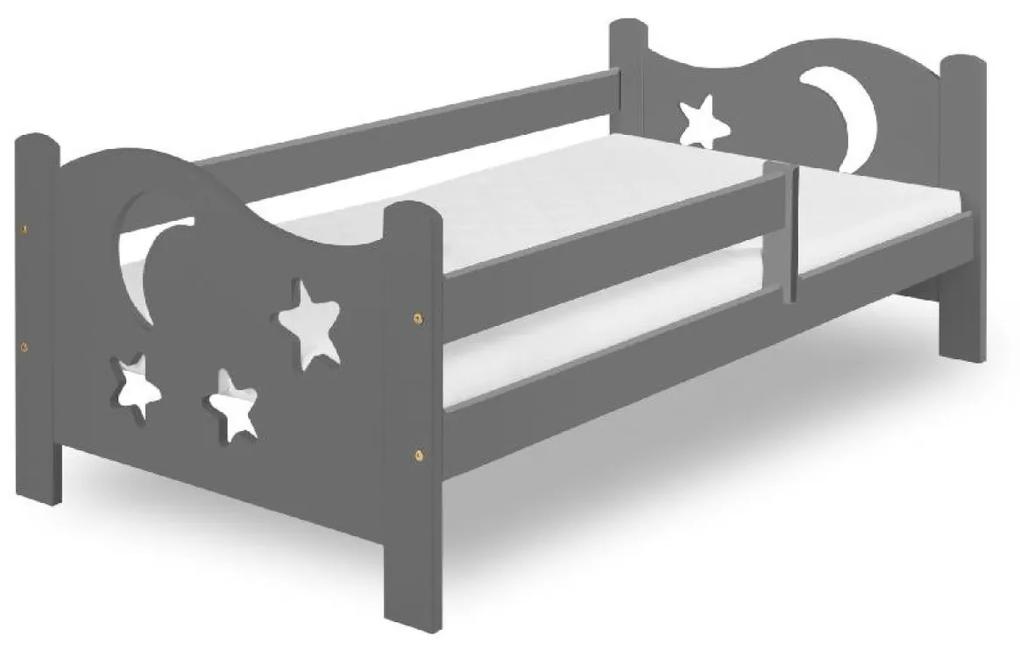 MB Dětská postel Nocturno - masiv borovice 80x160 cm šedá + ROŠT ZDARMA