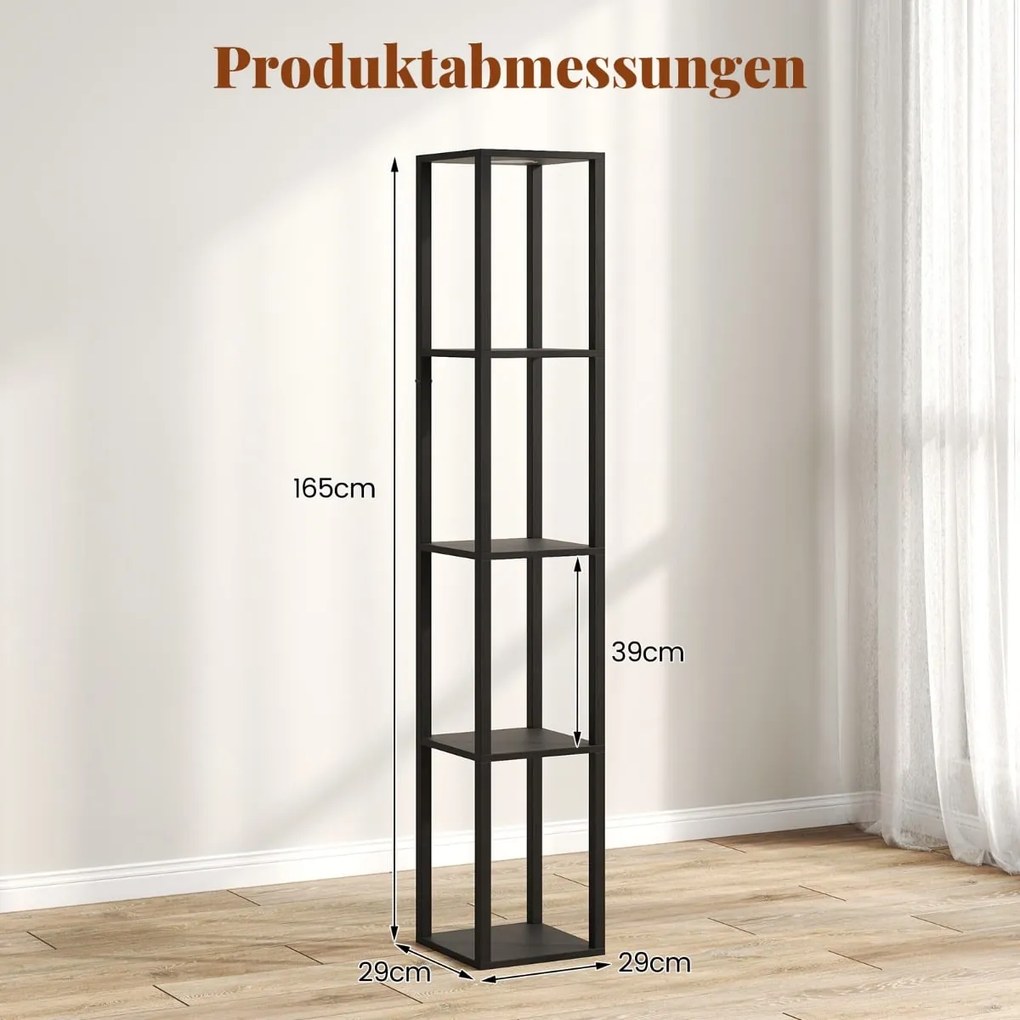 Costway Stojací lampa 162 cm s policemi a stmívatelnými LED světly a nožním
