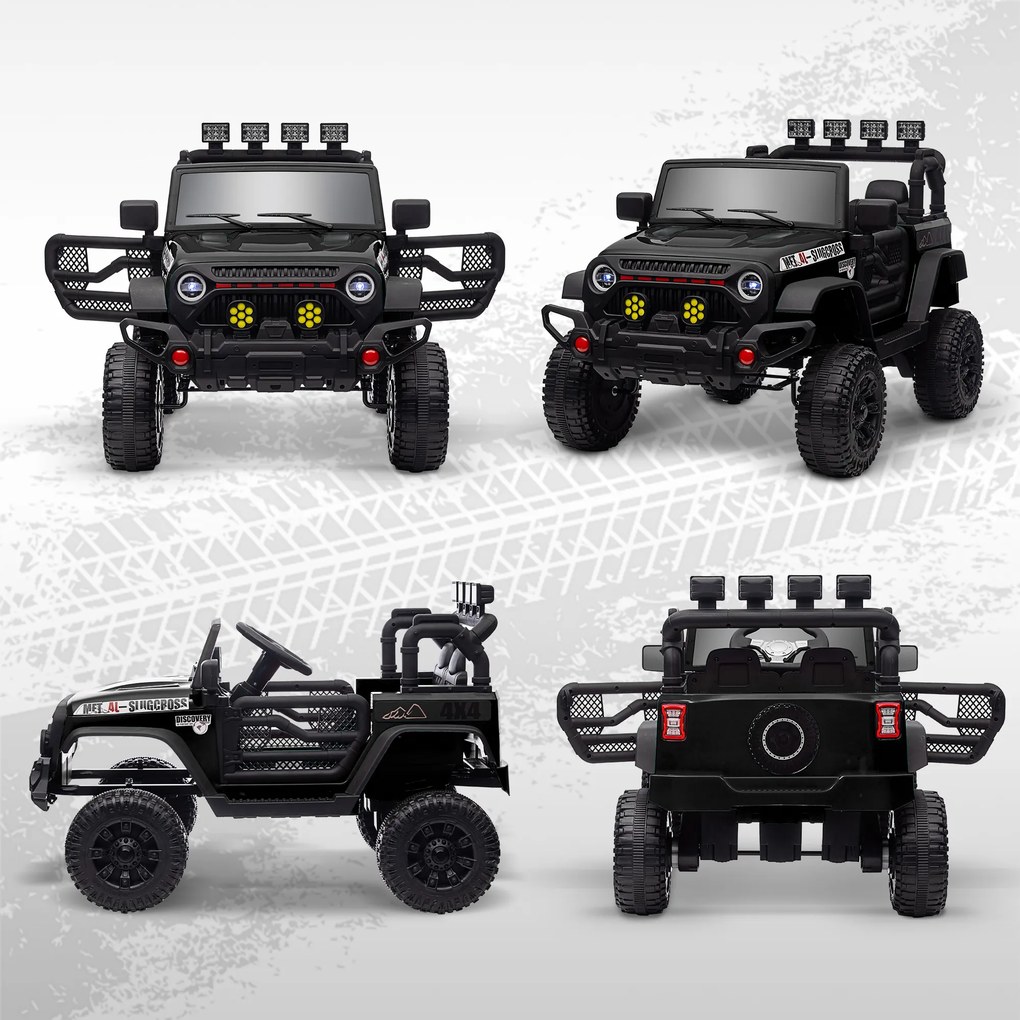 Dětské elektrické auto AIYAPLAY pro děti od 3 let - Off-Road bateriové 12V elektrické auto s dálkovým ovládáním, tlumicími koly, Bluetooth, LED světl…