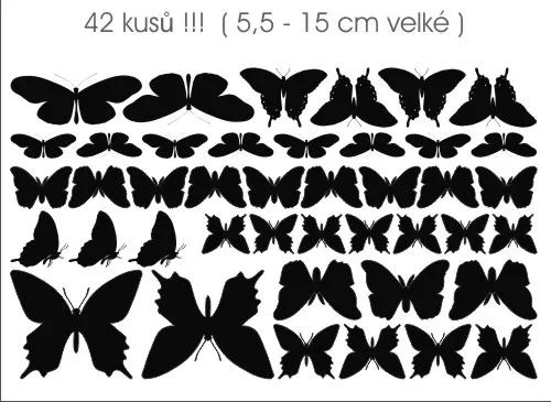 WALLVINIL Samolepky na zeď - Motýlí ráj Barva: Černá, Velikost: 42 motýlů