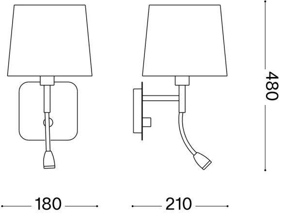 Ideal Lux - LED Nástěnná lampa NORDIK 1xE14/40W + LED/1,5W/230V