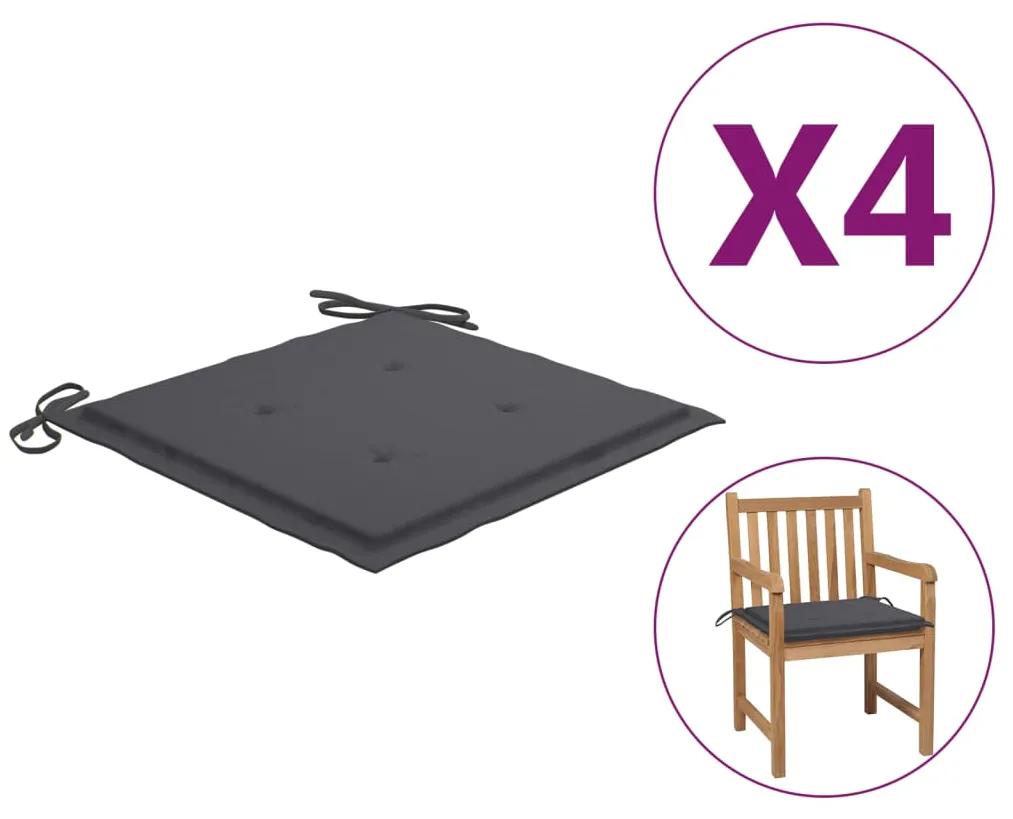 314038 vidaXL Podušky na zahradní židle 4 ks antracitové 50x50x4 cm textil