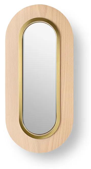 Oválné zrcadlové svítidlo ze dřevěné dýhy Lens Oval Wall  Oválné zrcadlové svítidlo ze dřevěné dýhy Lens Oval Wall Barva svítidla: Zlatá, Dekor:…