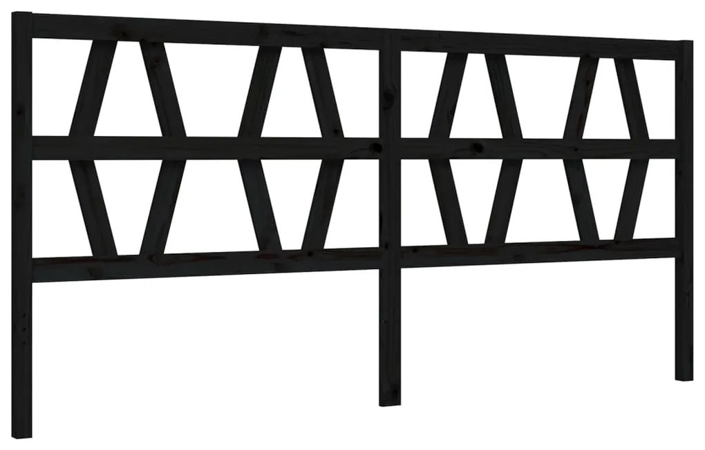 Rám postele s čelem černý 200 x 200 cm masivní dřevo,  3192515