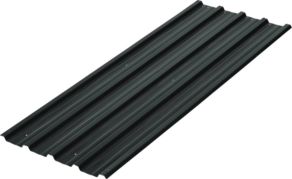 Outsunny 12 kusů Trapézový plech 129x45cm 7m² Pozinkovaný střešní plech 0,25 mm Profilovaný plech odolný proti povětrnostním vlivům Tmavě šedá barva