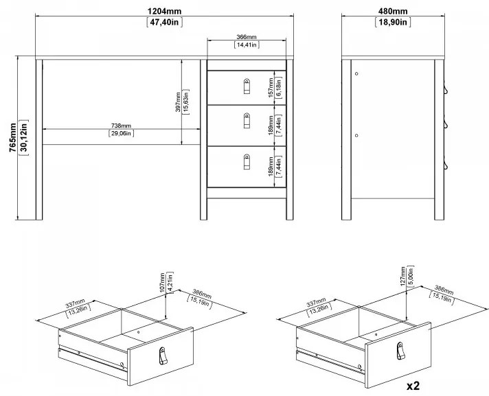 FALCO Psací stůl Cadiz 81 černý