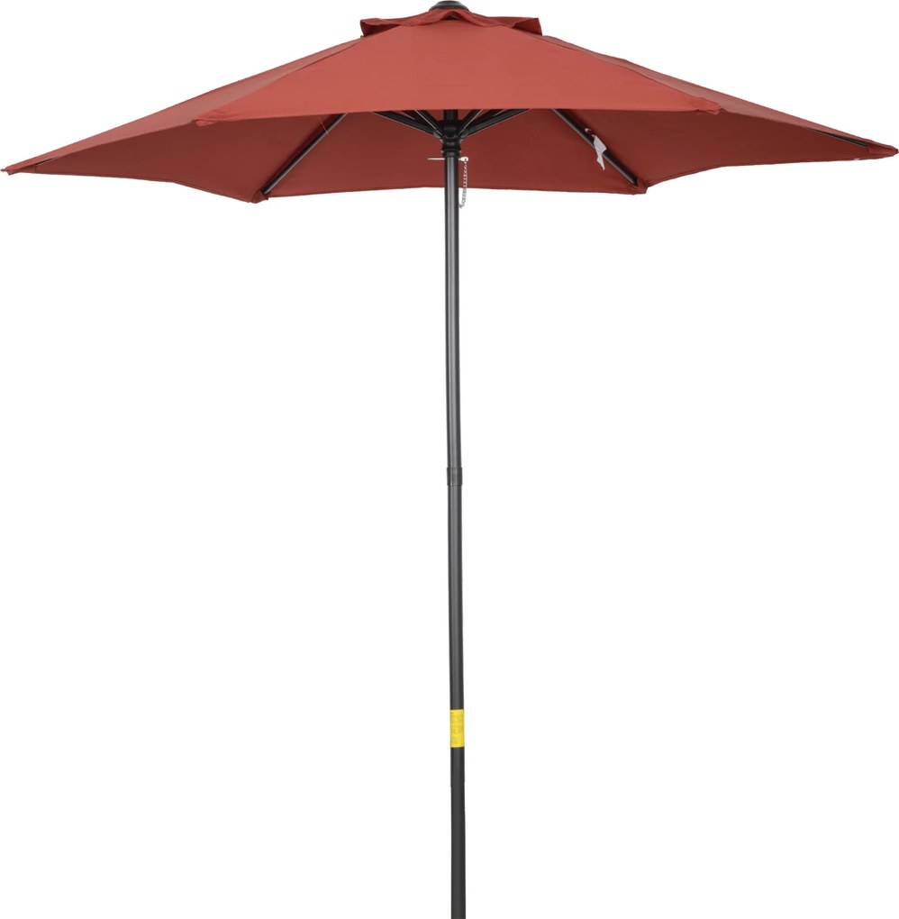 Slunečník Ø196 cm, šestihranný balkonový slunečník na pláž, balkon, zahrada, vínově červený