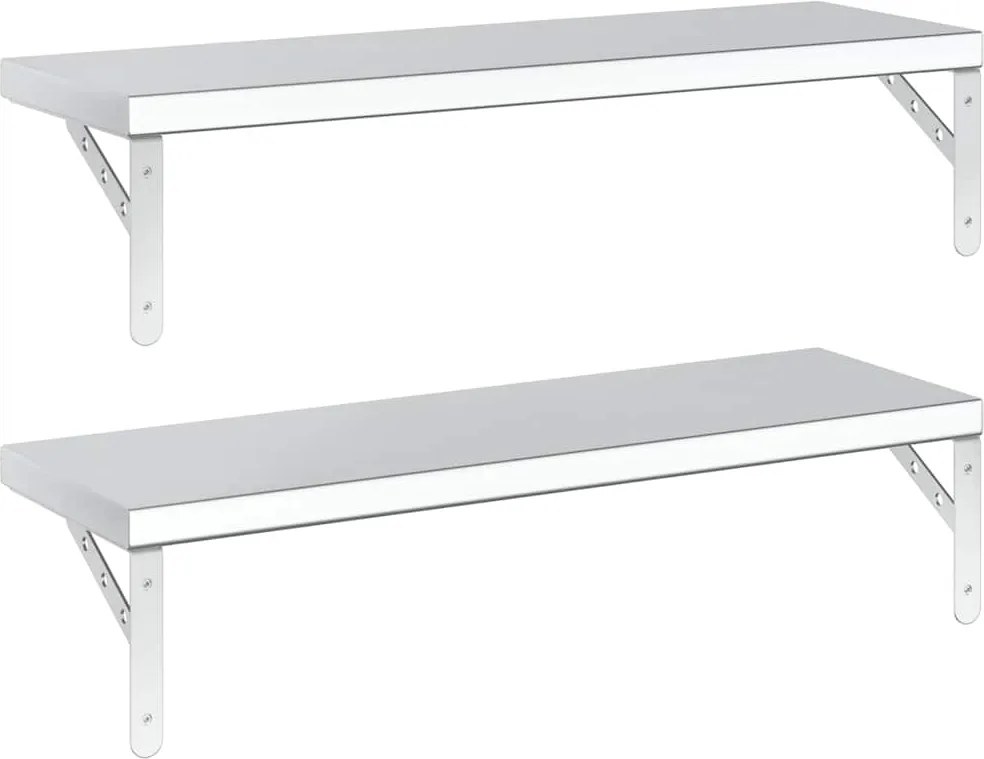 Nástěnné police 2 ks 75 x 23,5 cm stříbrné nerezová ocel 3214507